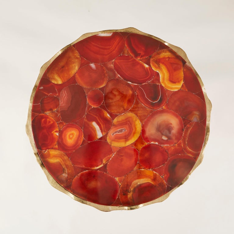 Pair of 1980s Red Agate Side Tables For Sale at 1stDibs