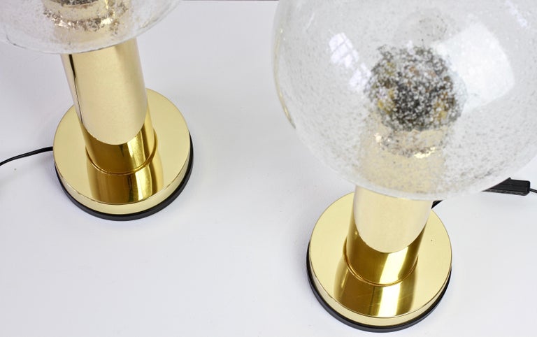 Pair of 1980s Vintage Limburg Style Domed Bubble Glass Table Lamps ...