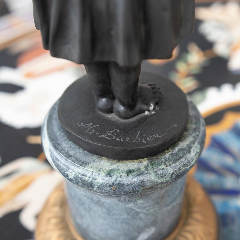 Pair of 1990s French 2-Tone Bronze Boy and Girl 6-Arm Candelabra For ...