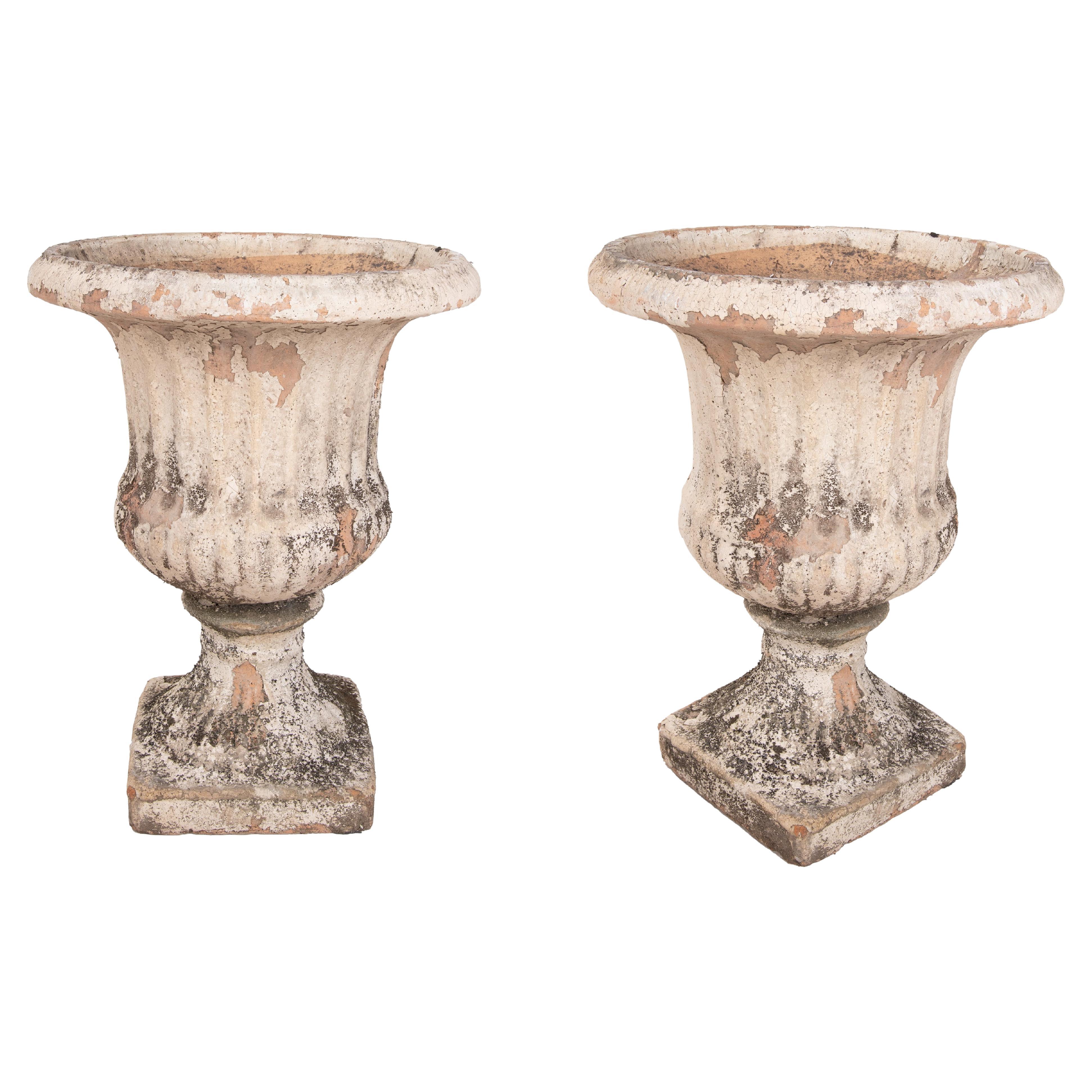 Midcentury Monumental Aged Terracotta Garden Urn Planter Jardinière ...