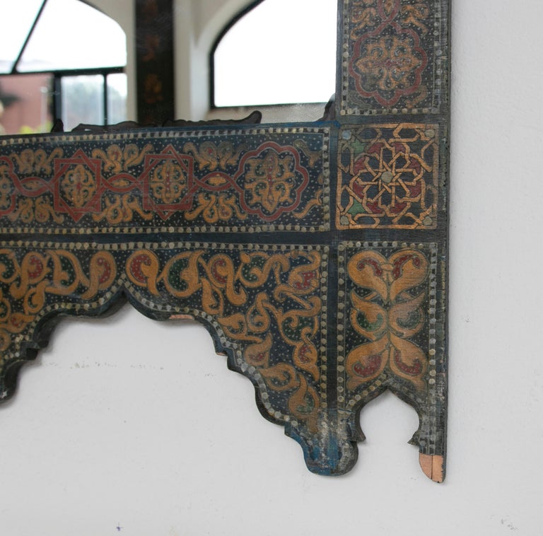 Pair of 1990s Handpainted Moroccan Style Wooden Mirror with Arabic ...