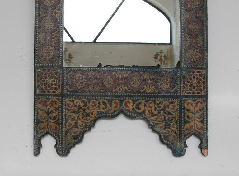 Pair of 1990s Handpainted Moroccan Style Wooden Mirror with Arabic ...
