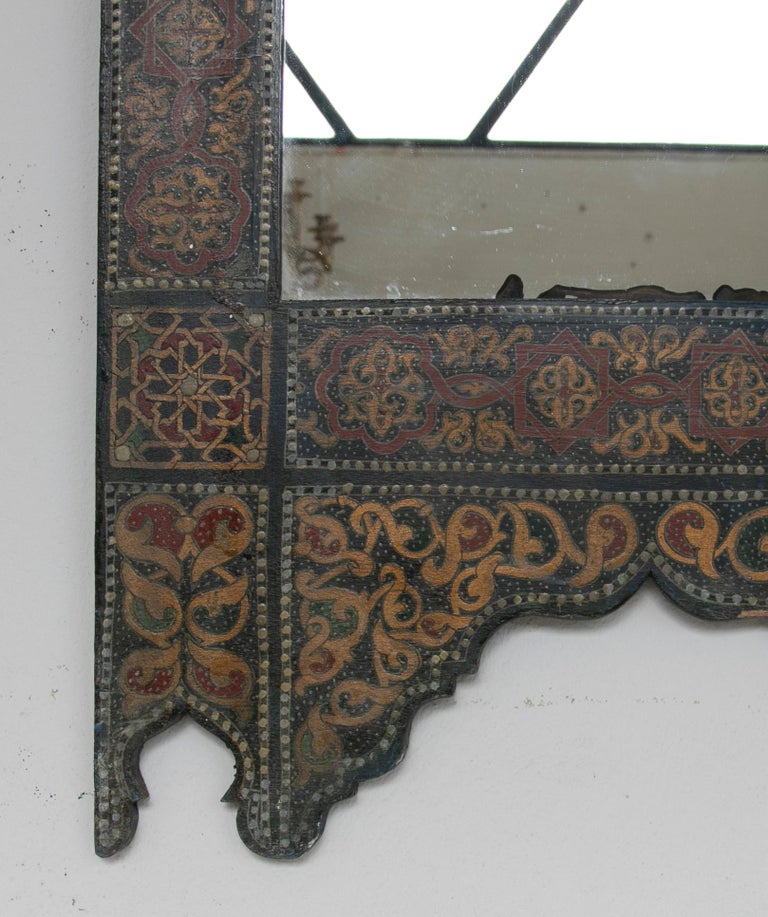 Pair of 1990s Handpainted Moroccan Style Wooden Mirror with Arabic ...