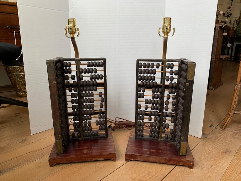 Pair of 19th-20th Century Abacuses as Lamps on Custom Bases at 1stDibs