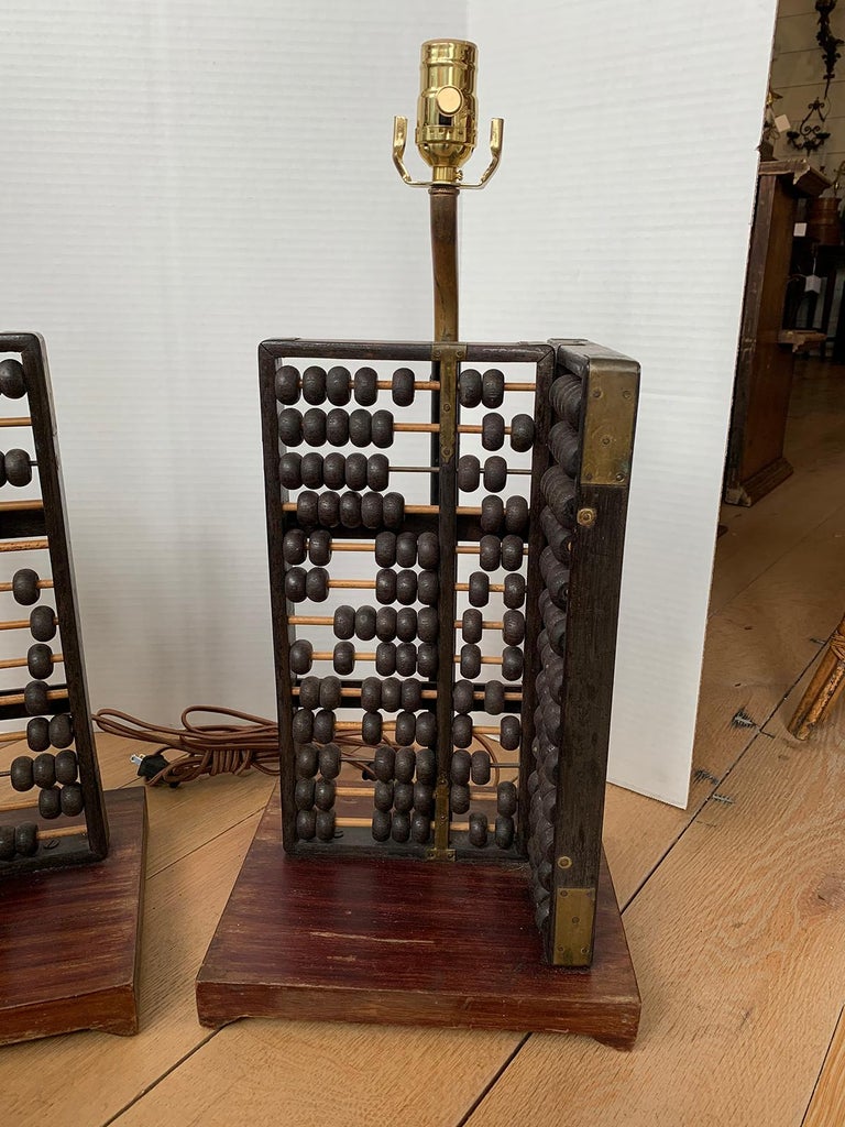 Pair of 19th-20th Century Abacuses as Lamps on Custom Bases at 1stDibs