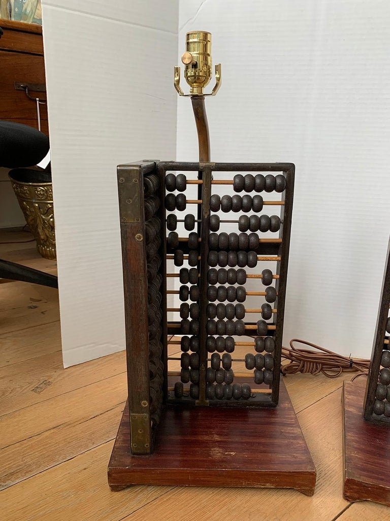 Pair of 19th-20th Century Abacuses as Lamps on Custom Bases at 1stDibs
