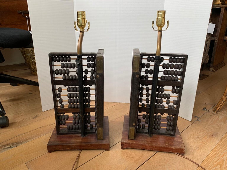 Pair of 19th-20th Century Abacuses as Lamps on Custom Bases at 1stDibs