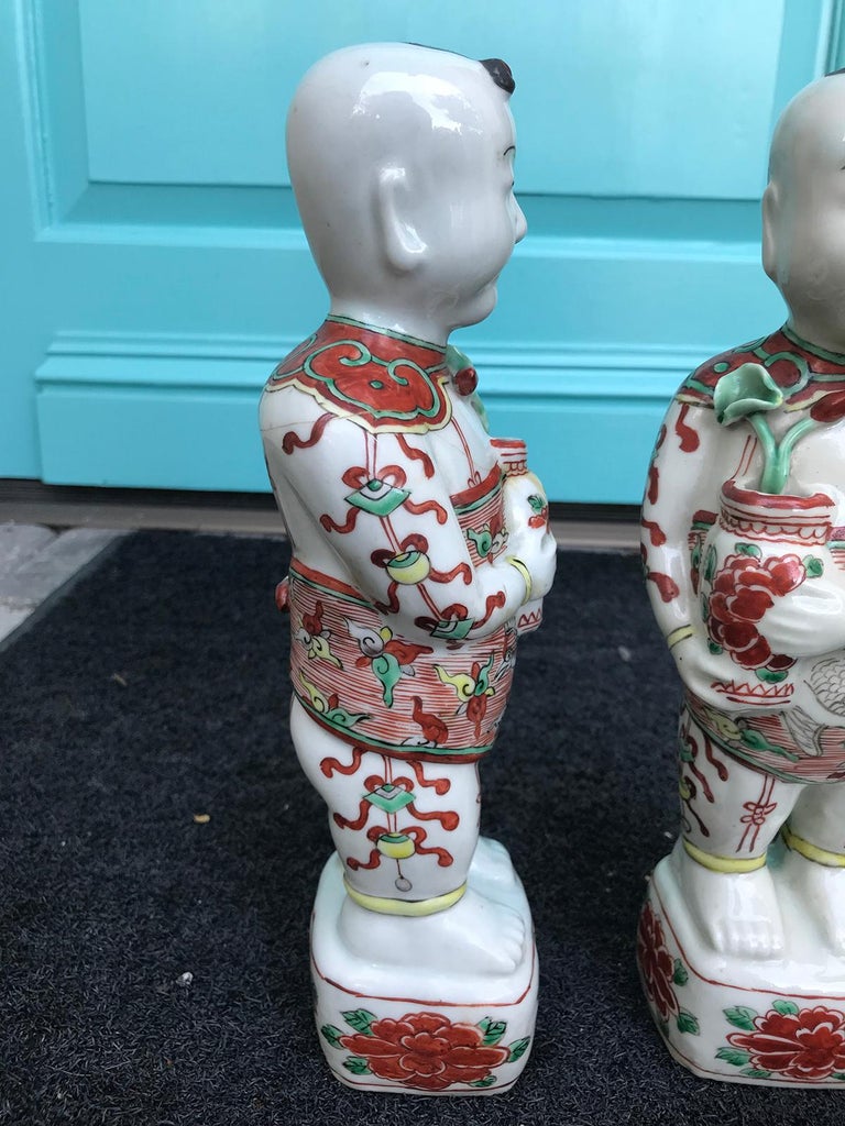 Pair of 19th-20th Century Chinese Porcelain Hoho Boys, Unmarked For ...