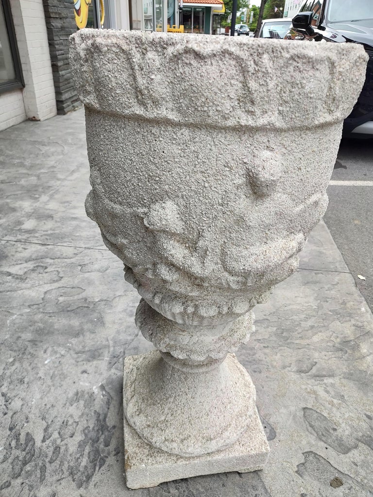 Pair of 19thC Cast Stone and Shell with Bas Relief Tall Jardineres ...