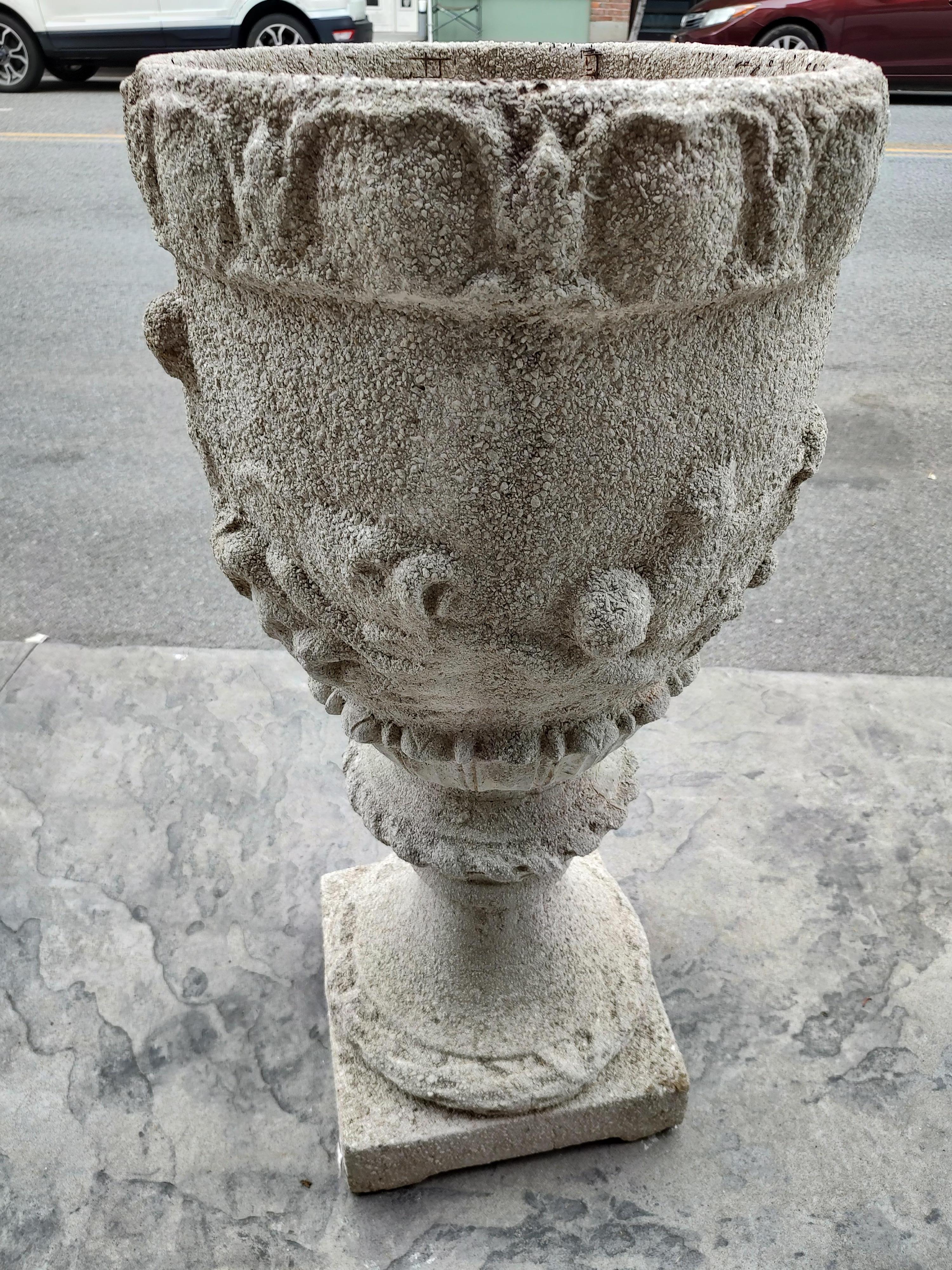 Pair of 19thC Cast Stone and Shell with Bas Relief Tall Jardineres ...