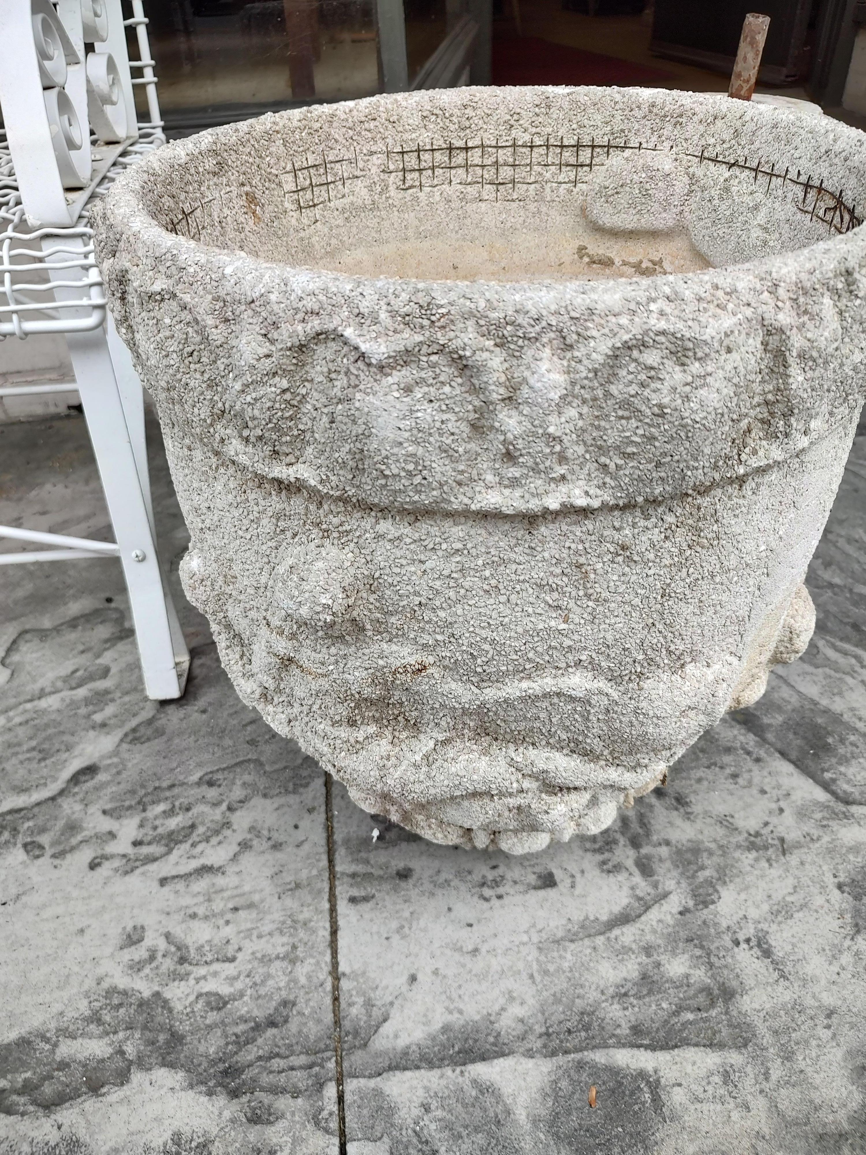 Pair of 19thC Cast Stone and Shell with Bas Relief Tall Jardineres ...