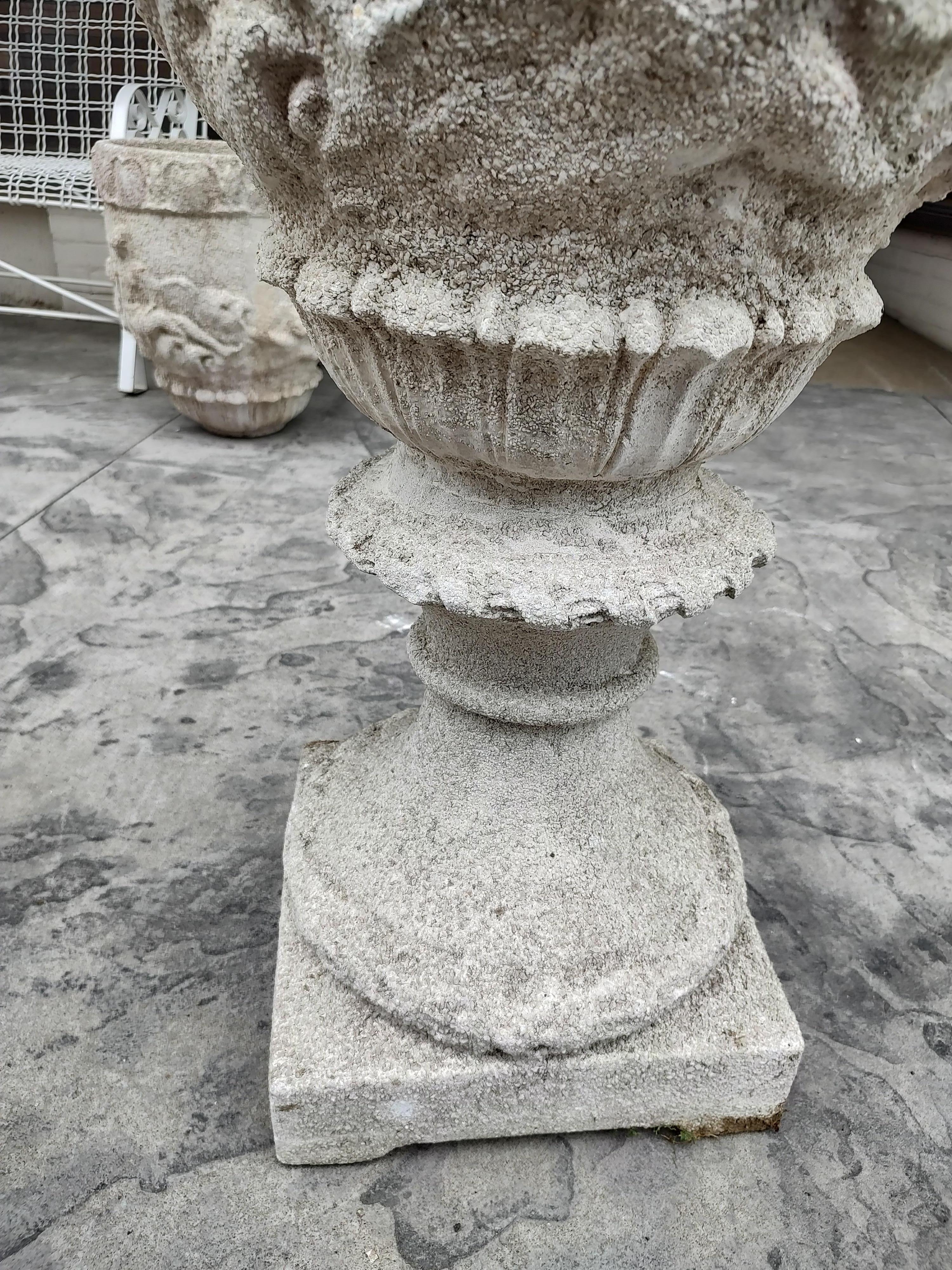 Pair of 19thC Cast Stone and Shell with Bas Relief Tall Jardineres ...