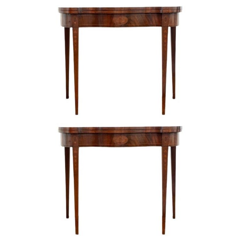 Pair of 19th C. Hepplewhite Style Mahogany Console Tables For Sale at ...