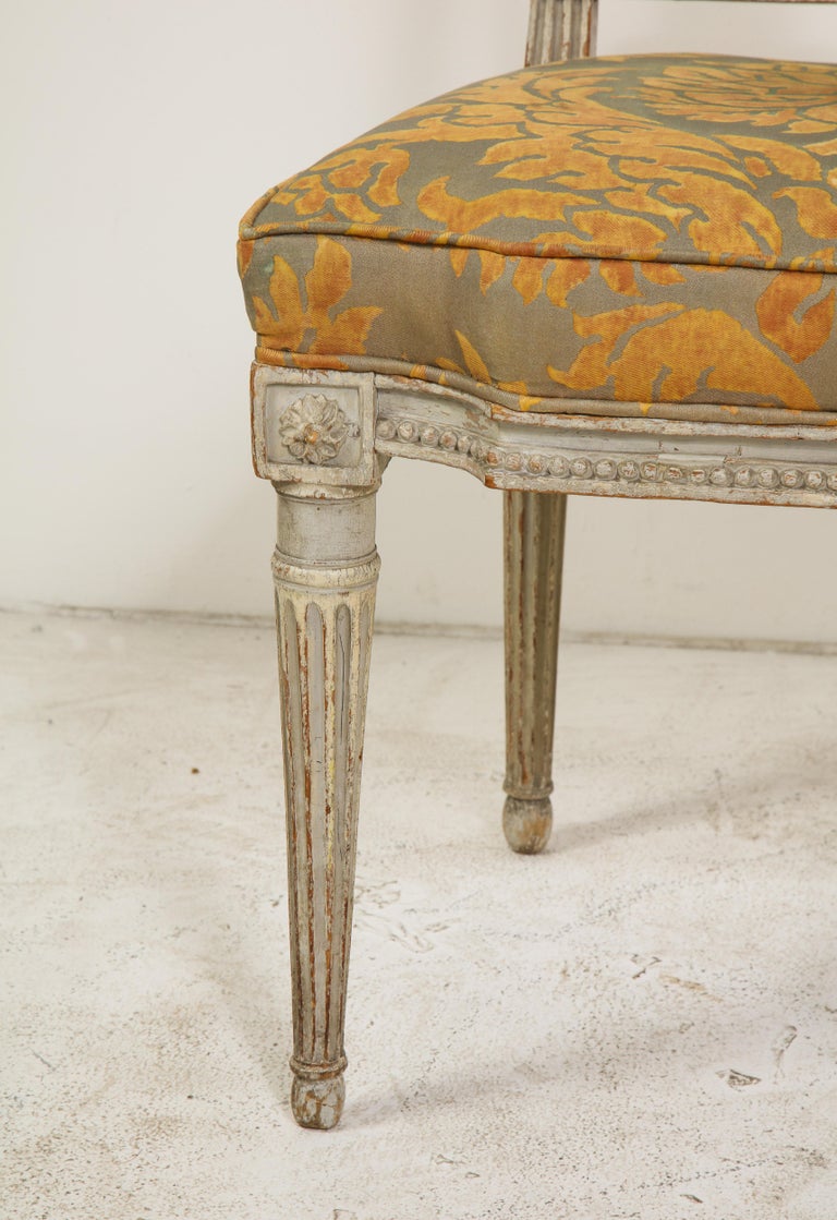 Pair of 19th Century Italian Painted Lyre-Back Chairs with Fortuny Seat ...