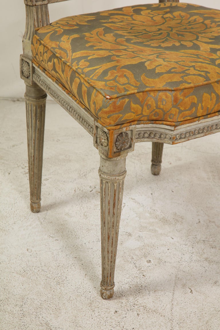 Pair of 19th Century Italian Painted Lyre-Back Chairs with Fortuny Seat ...