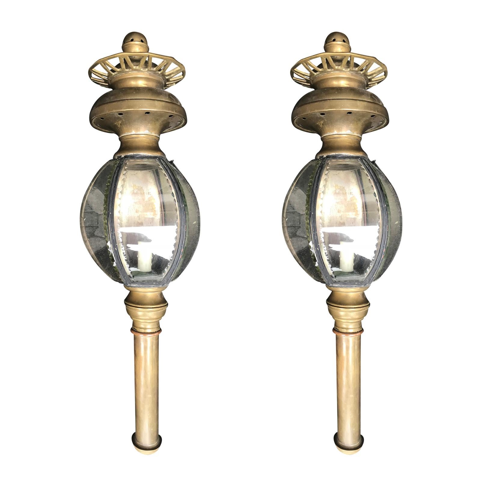 Pair of 19th Century American Coach Lanterns at 1stDibs