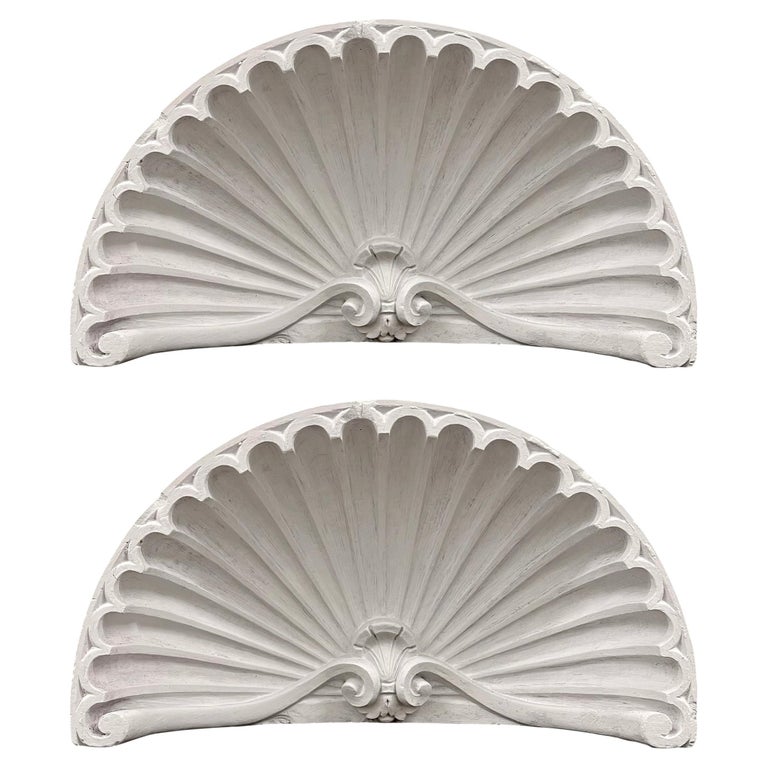 Pair of 19th Century American Plaster Shell Niche or Door Caps For Sale ...