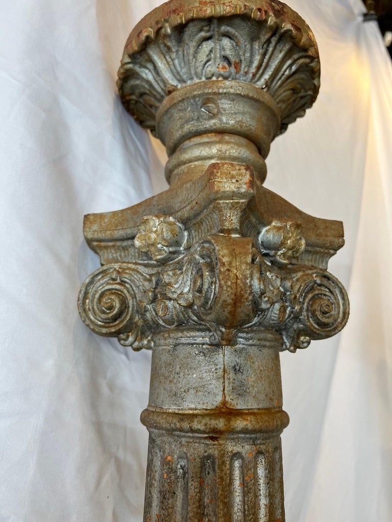 Pair of 19th Century Antique Cast Iron Lamp Posts Fluted with a Capital ...