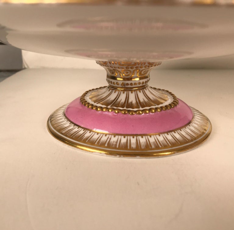 Pair of 19th Century Antique English Hand Painted Porcelain Compotes ...