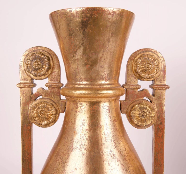 Pair of 19th Century Antique Gold Neo-Classical Vases For Sale at 1stDibs