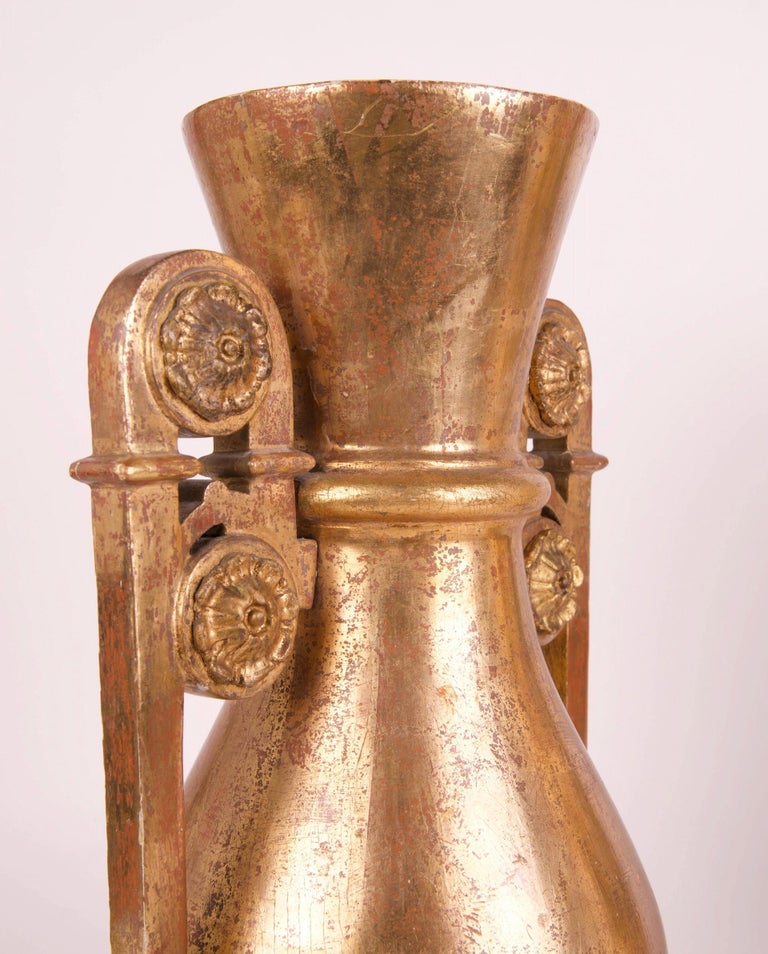 Pair of 19th Century Antique Gold Neo-Classical Vases For Sale at 1stDibs