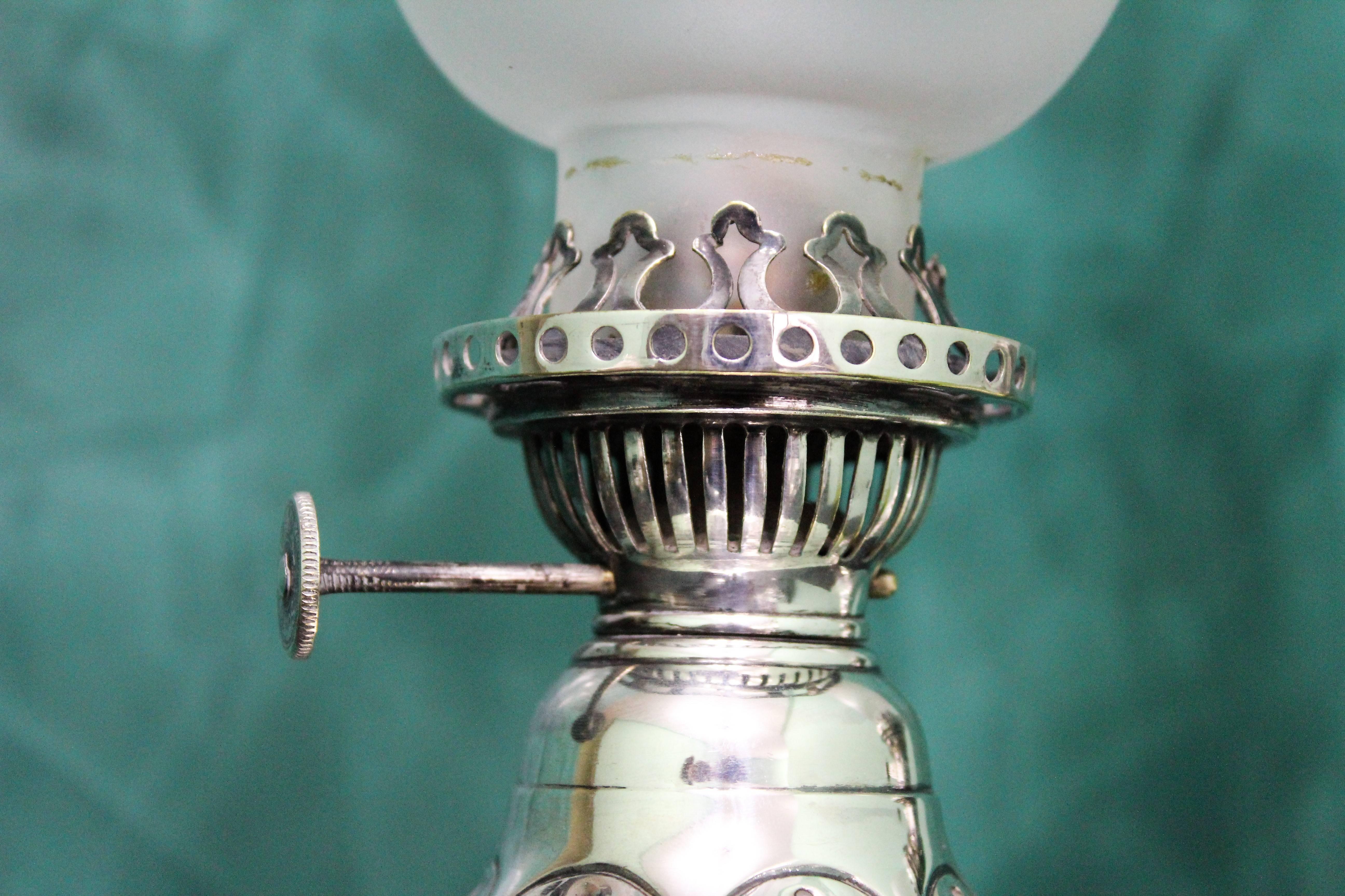 Pair of 19th Century Art Nouveau English Silver Lamps, 1889 For Sale at ...