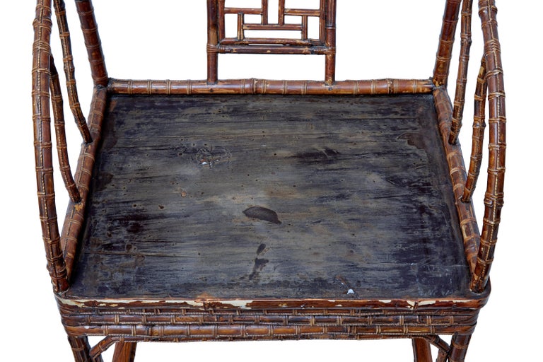 Pair of 19th Century Bamboo Cane Work Chinese Chairs For Sale at 1stDibs
