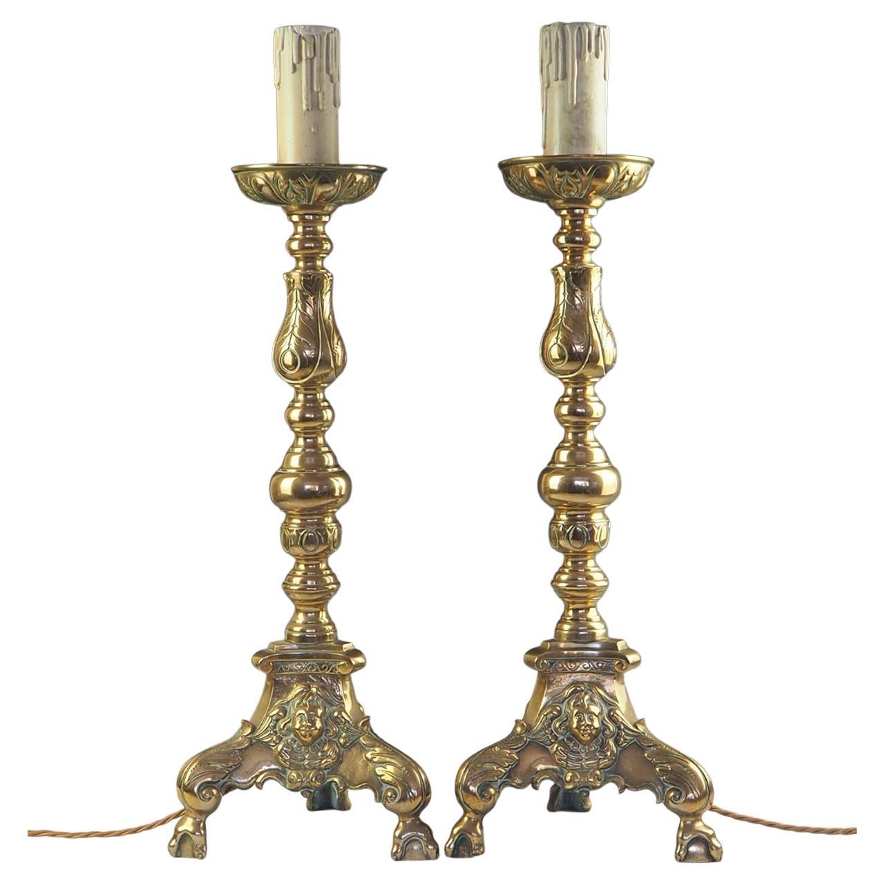 Silver Baroque Table Lamp, 2 Flames, circa 1900 For Sale at 1stDibs