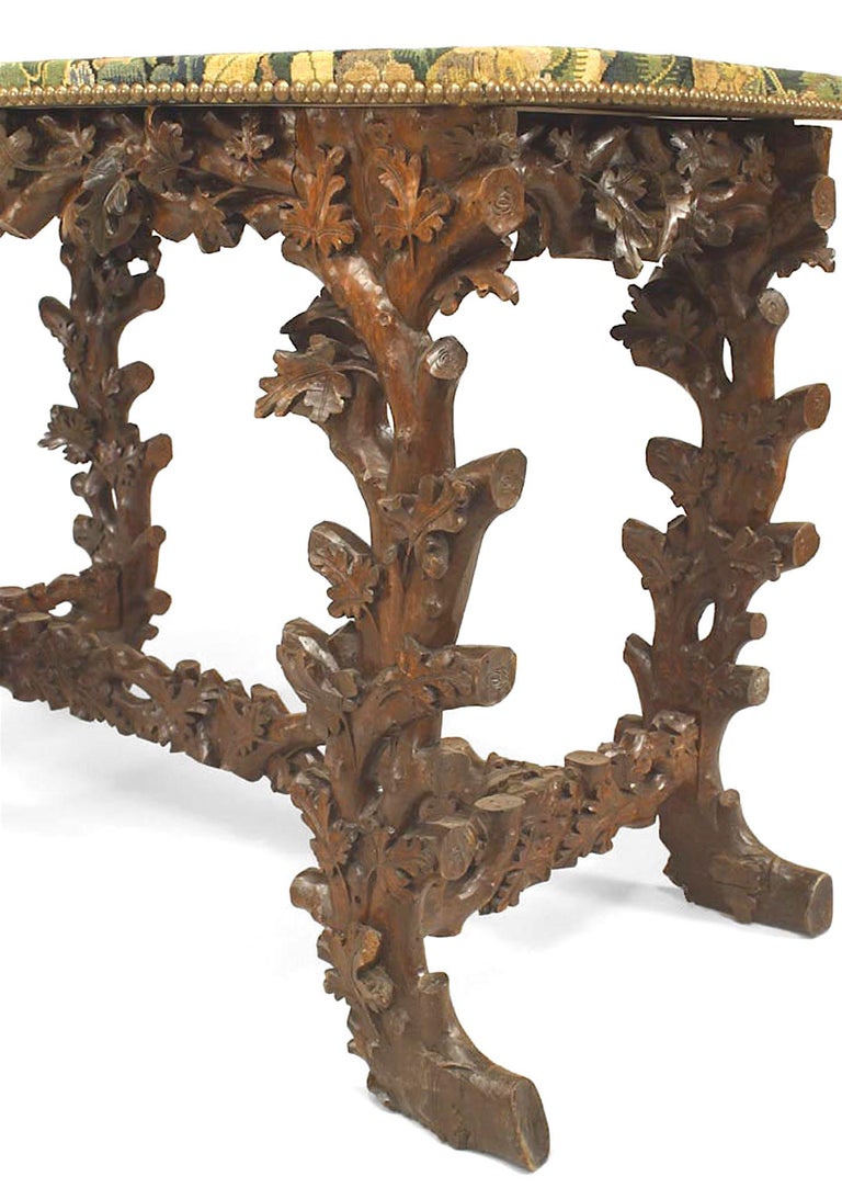 Pair of Rustic Black Forest Walnut Floral Console Tables For Sale at ...