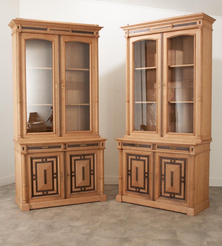 Pair of 19th Century Bleached Oak Bookcases For Sale at 1stDibs