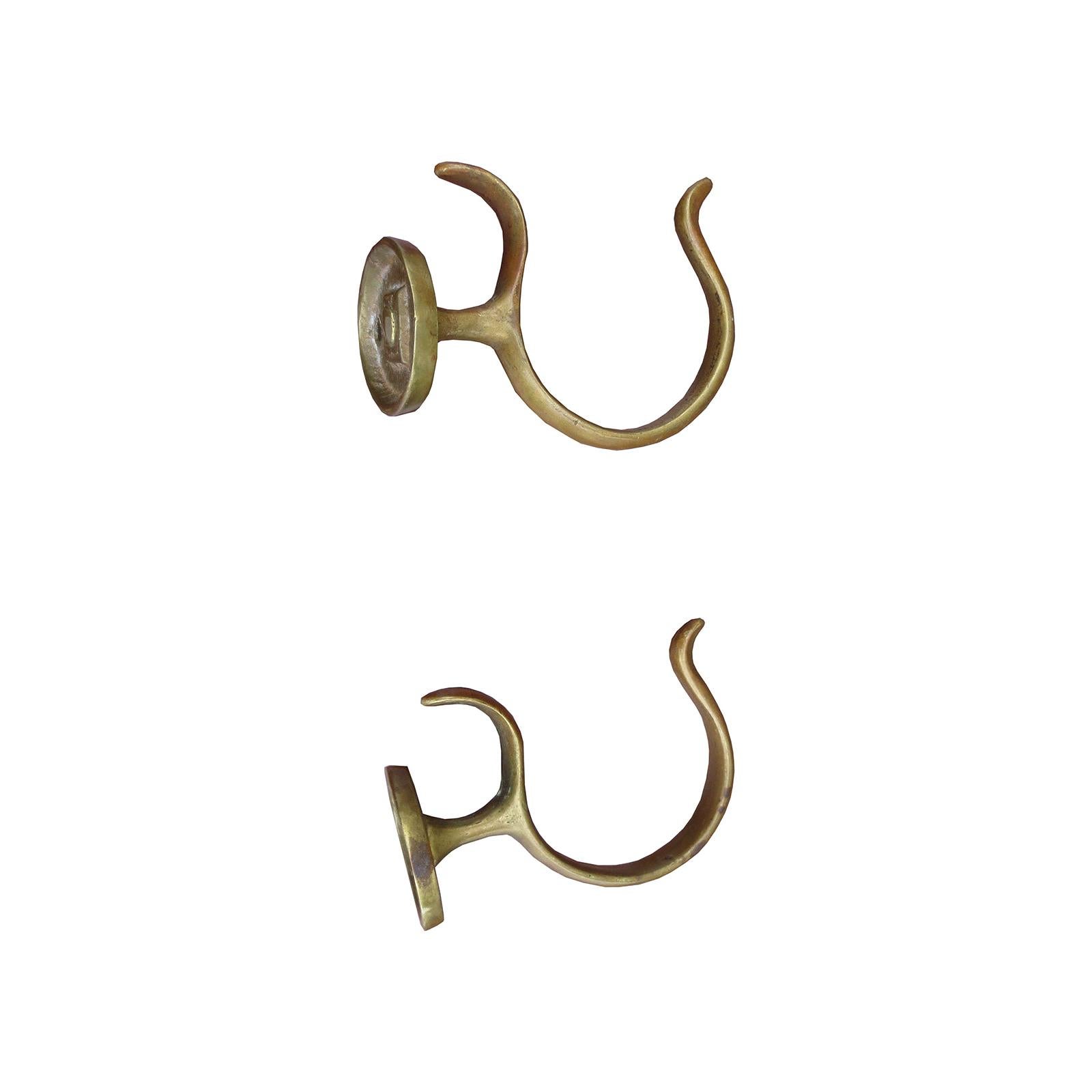 Pair of 19th Century Brass Fireplace Jamb Hooks at 1stDibs