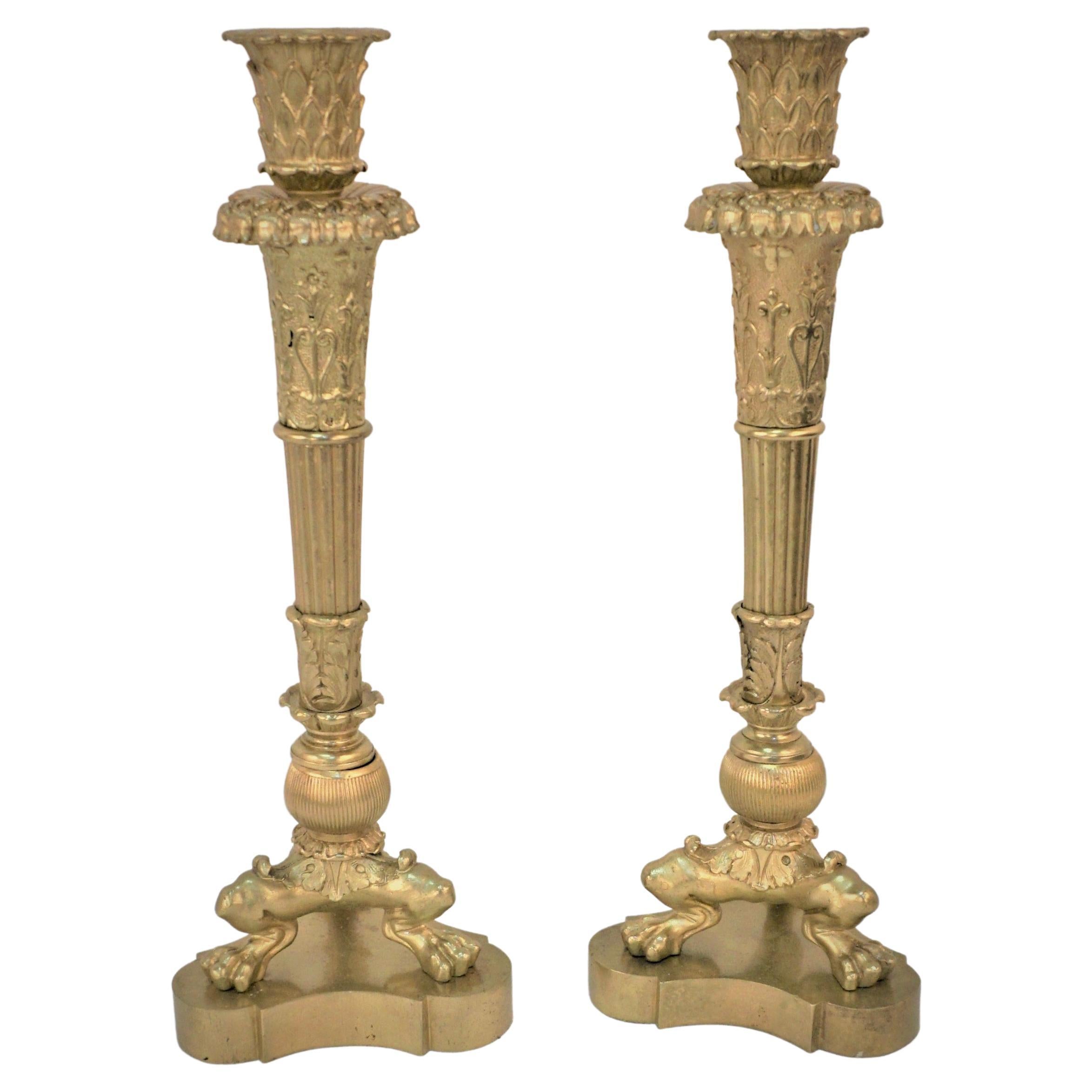 Pair of 19th Century Bronze Candlesticks at 1stDibs