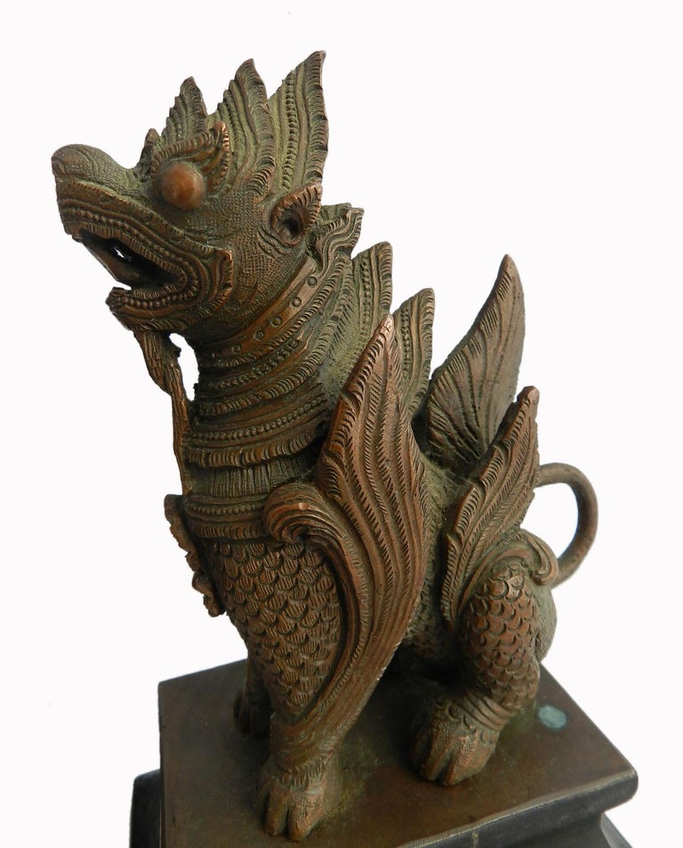 Pair of 19th Century Bronze Dogs of Foo Thai Temple Guards at 1stDibs