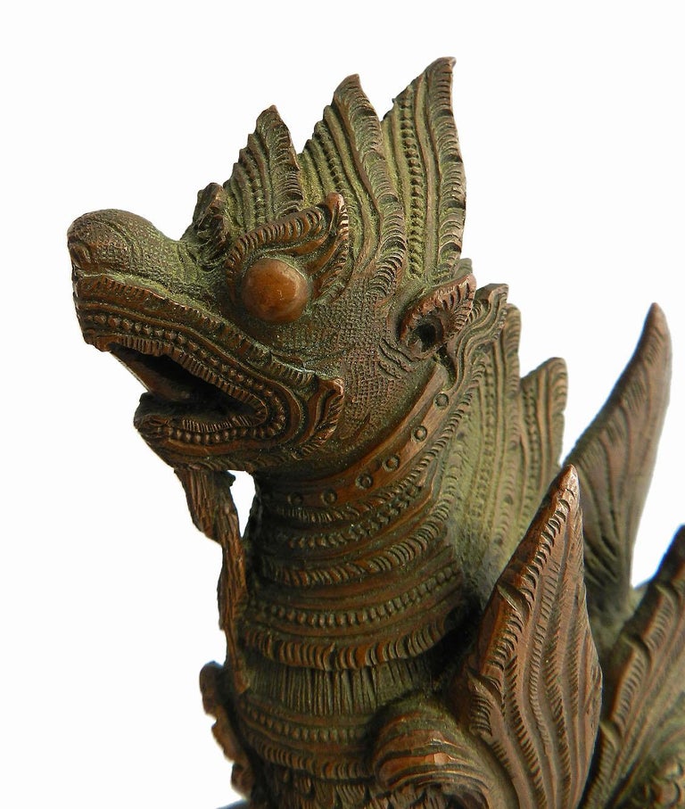 Pair of 19th Century Bronze Dogs of Foo Thai Temple Guards at 1stDibs