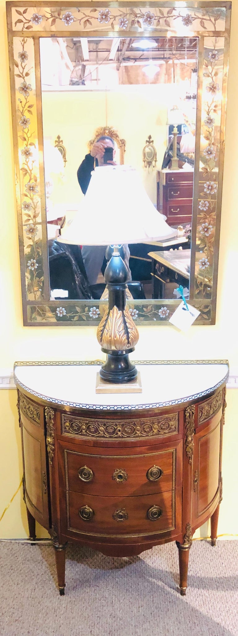 Pair of 19th Century Bronze Mounted French Demilune Commodes with ...