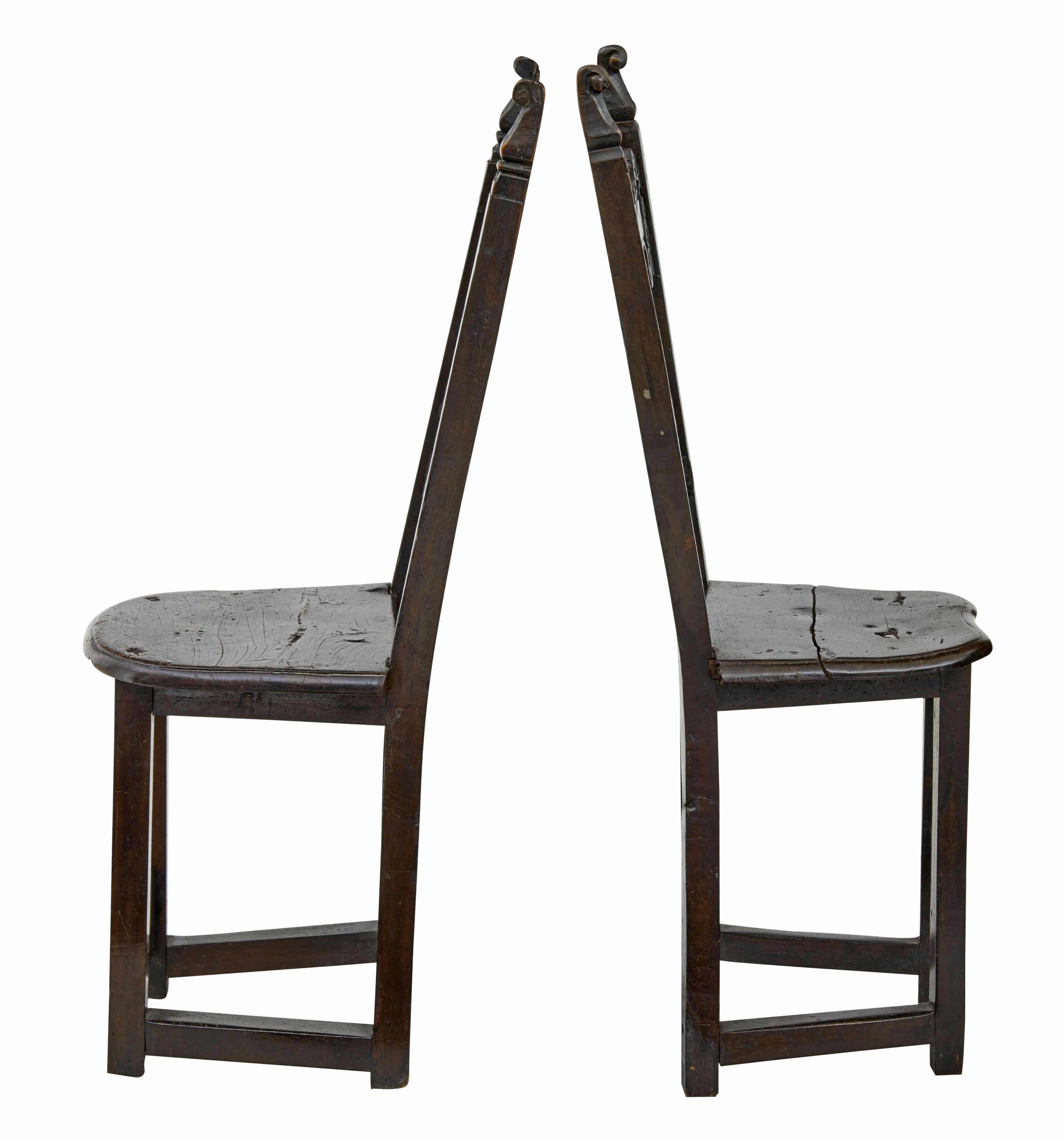 Pair of 19th Century Carolean Inspired Hall Chairs at 1stDibs