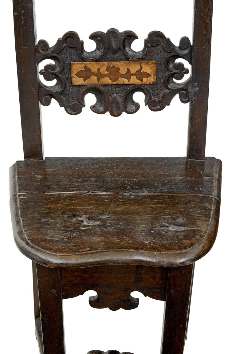 Pair of 19th Century Carolean Inspired Hall Chairs For Sale at 1stDibs