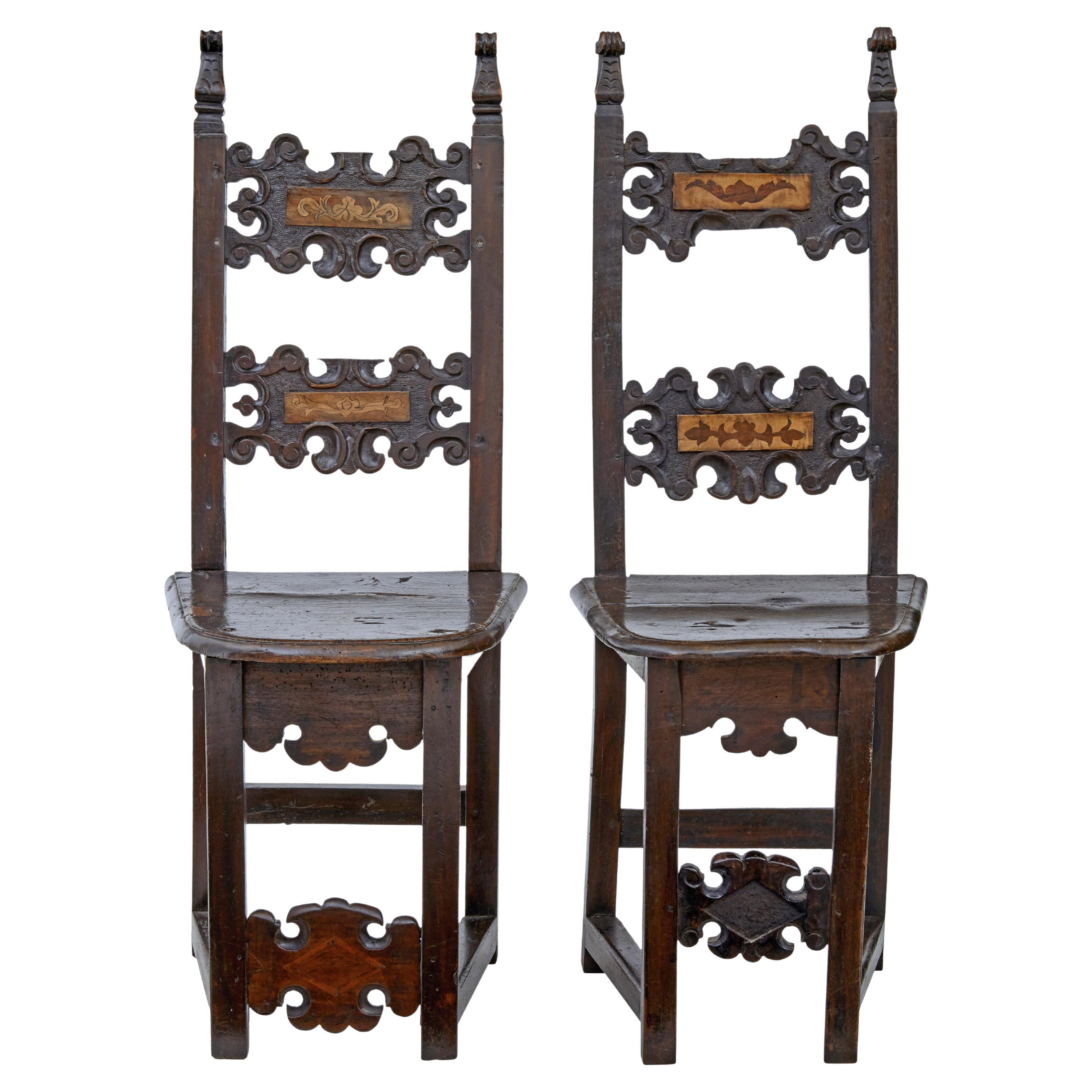 Pair of 19th Century Carolean Inspired Hall Chairs at 1stDibs