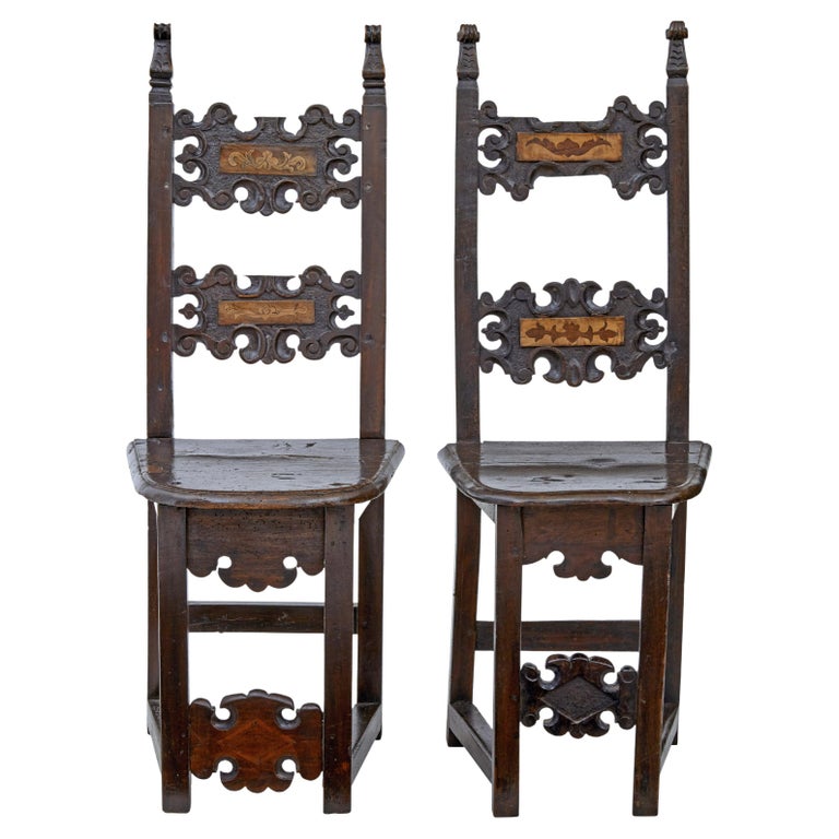 Pair of 19th Century Carolean Inspired Hall Chairs For Sale at 1stDibs