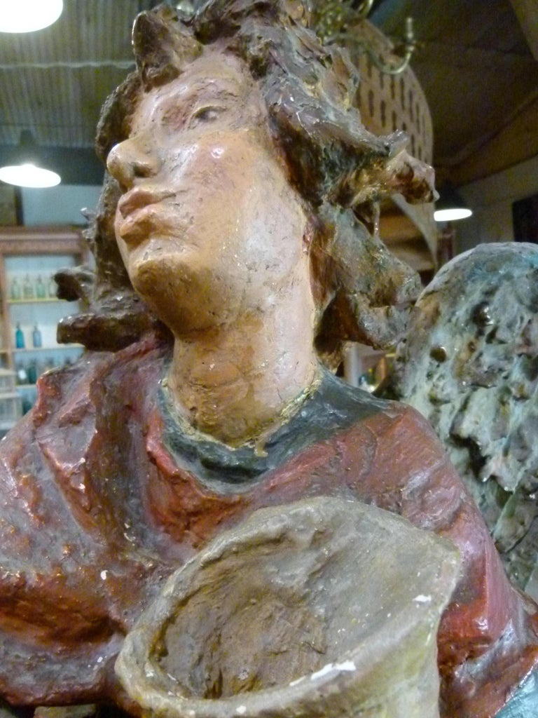 Polychromed terracotta pair of Angels For Sale at 1stDibs