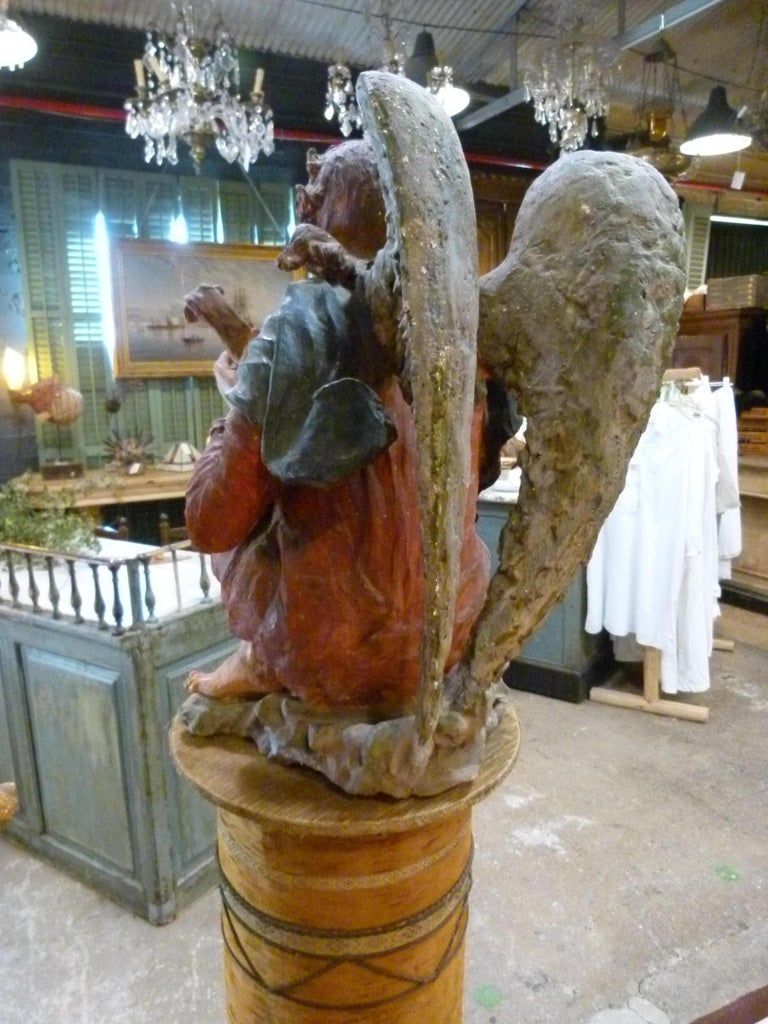 Polychromed terracotta pair of Angels For Sale at 1stDibs