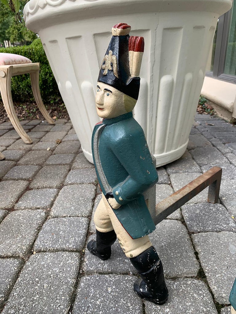 Pair of 19th Century Cast Iron Hessian Soldier Andirons at 1stDibs