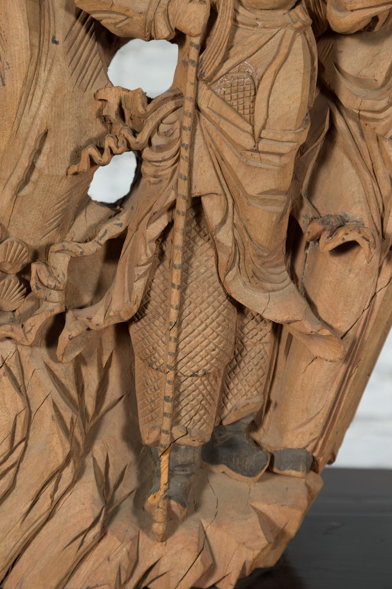 Pair of 19th Century Chinese Qing Dynasty Hand-Carved Wooden Temple ...