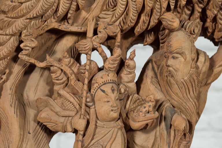 Pair of 19th Century Chinese Qing Dynasty Hand-Carved Wooden Temple ...