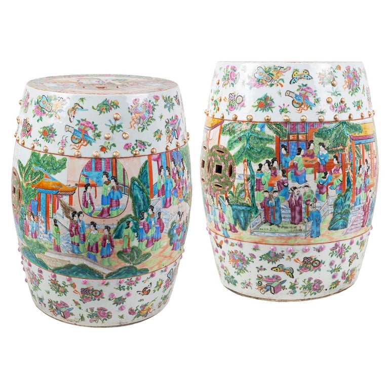Pair of 19th Century Chinese Rose Medallion Garden Seats, circa 1880 ...