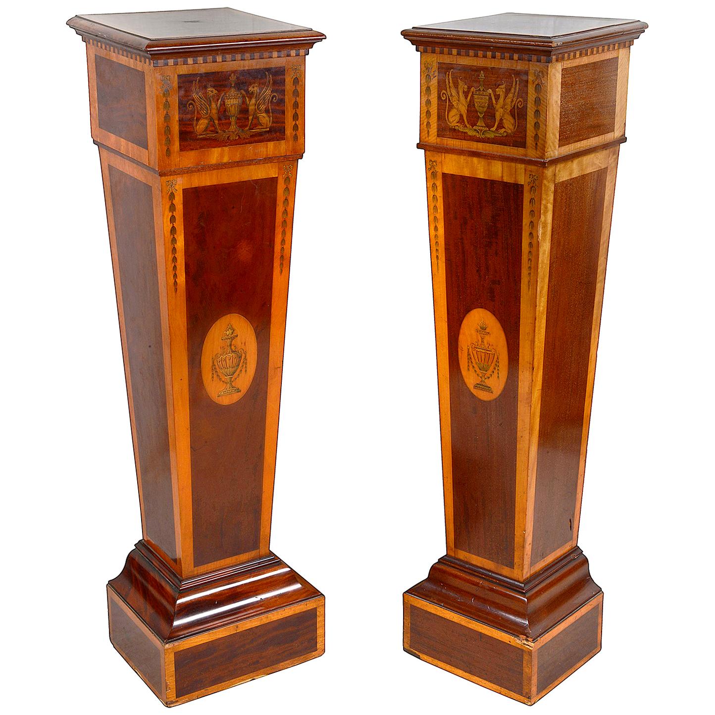 French 19th Century Pair of Pietra Dura Pedestals in the Manner of ...