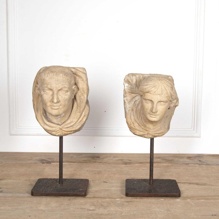 Pair of 19th Century Coade Stone Label Stops For Sale at 1stDibs