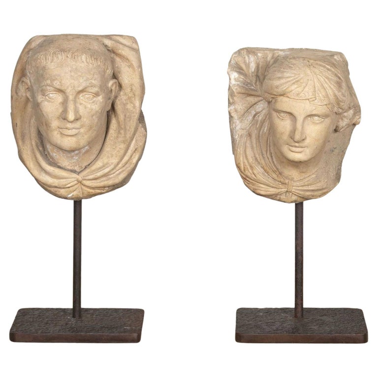Pair of 19th Century Coade Stone Label Stops For Sale at 1stDibs
