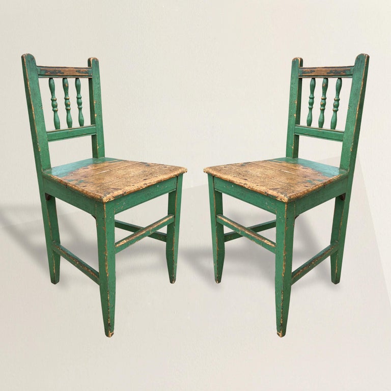 Pair Of 19th Century Continental Farm Chairs For Sale At 1stdibs