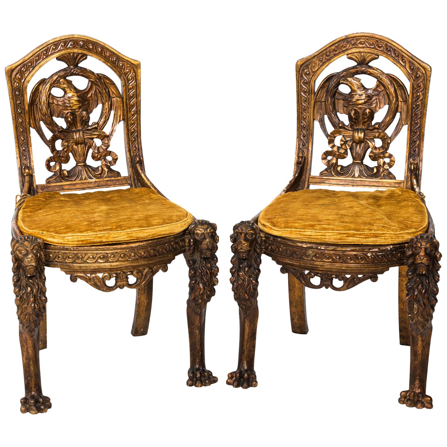 Pair of 19th Century Continental Style Side Chairs at 1stDibs
